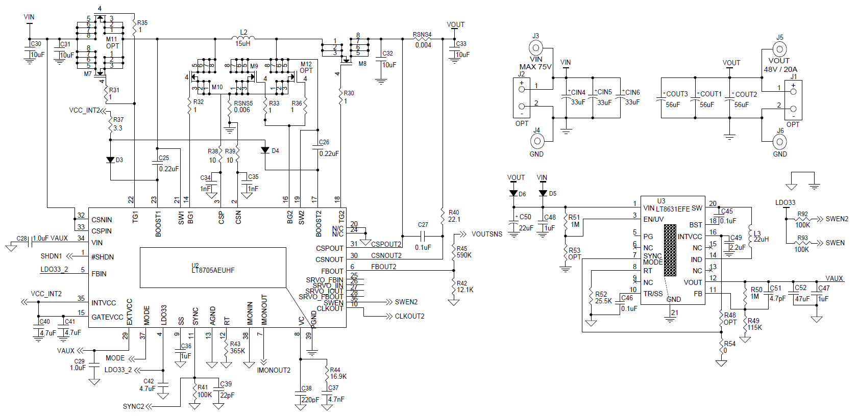 DC2285A: 48V @ 20A, 36 ~ 75V in Buck/Boost