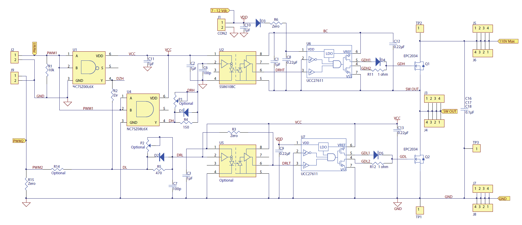 EPC9048: 12A, 0 ~ 160V, Half H-Bridge