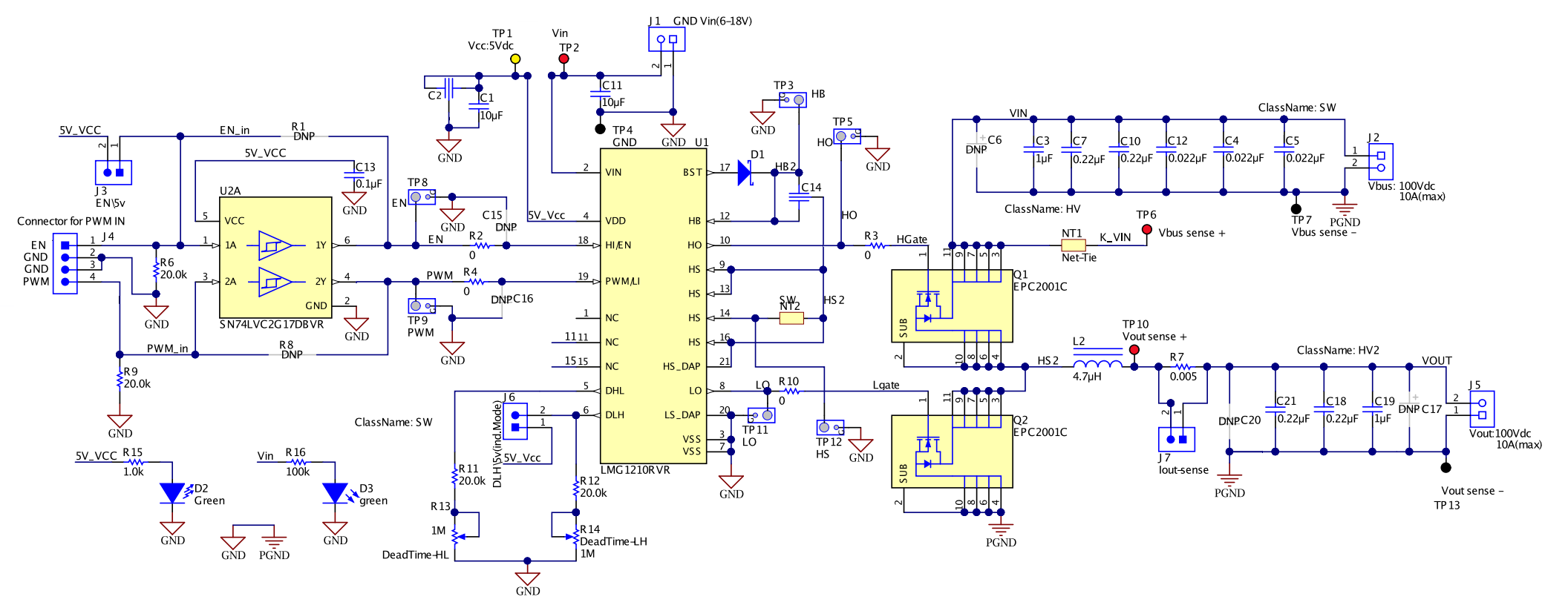 LMG1210EVM-012: 10A, 0 ~ 100V Half Bridge Driver