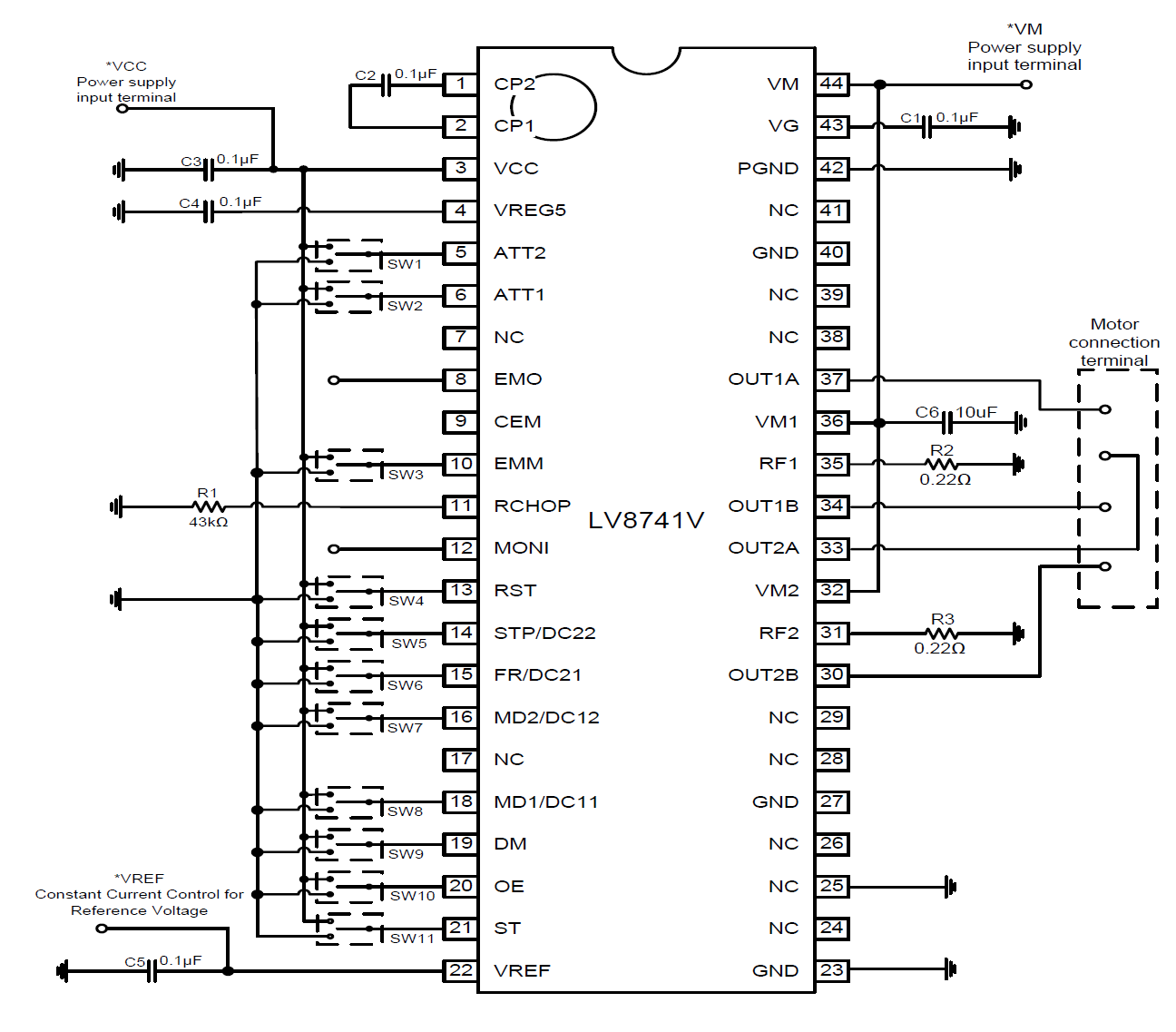 LV8741VGEVB: 1 Stepper or 2 Brushed DC, 1.5A/Phase @ 9.5 ~ 35V