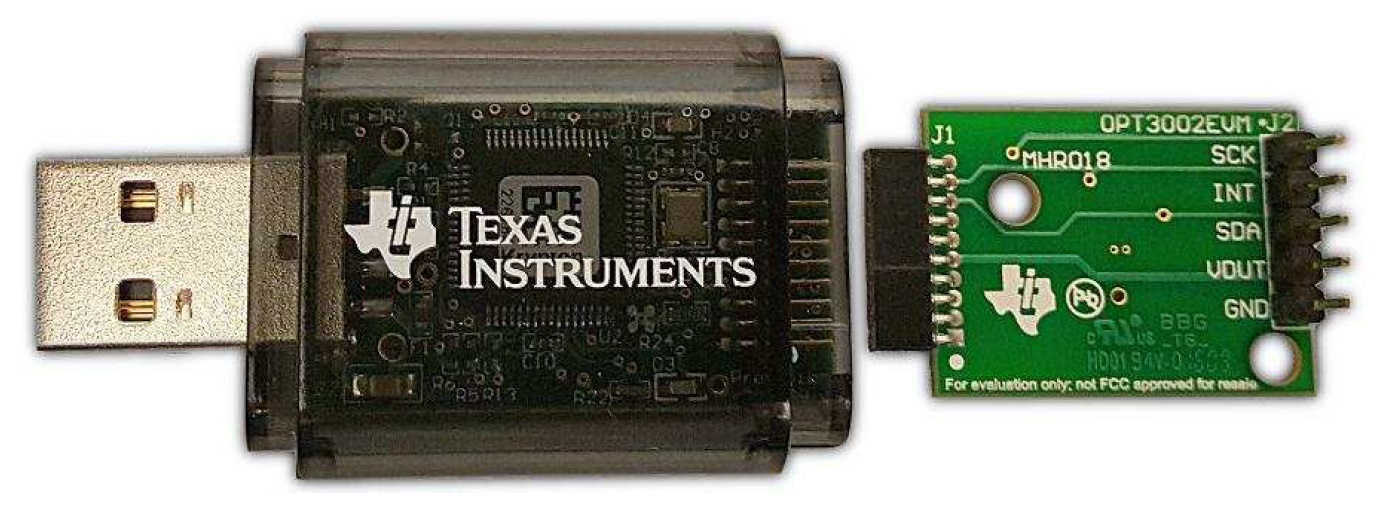 OPT3002EVM: 300 ~ 1000nm Ambient Light Sensor, 1.6 ~ 3.6V in