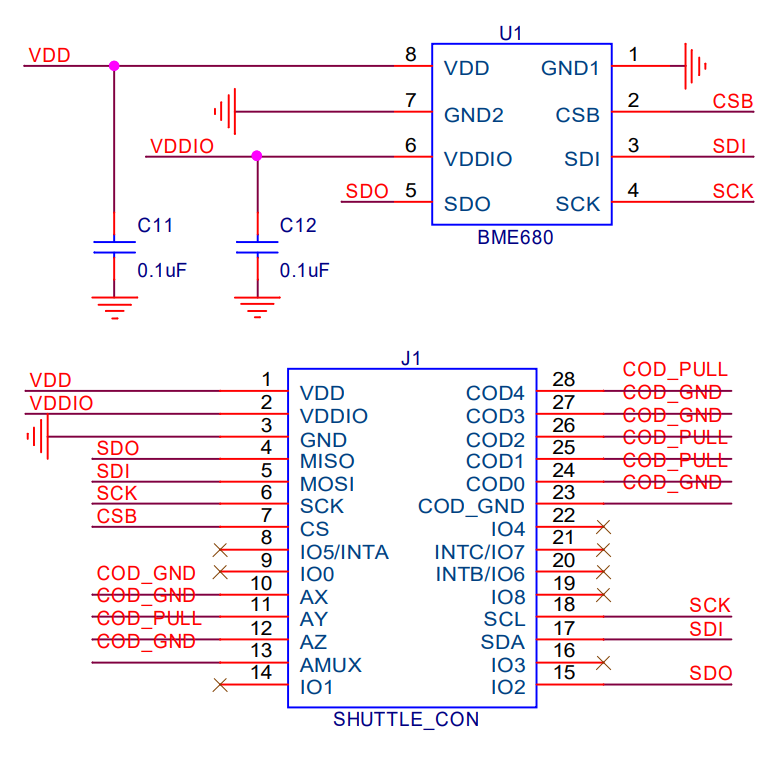 SHUTTLE BOARD BME680: Gas, Humidity, Pressure, Temperature