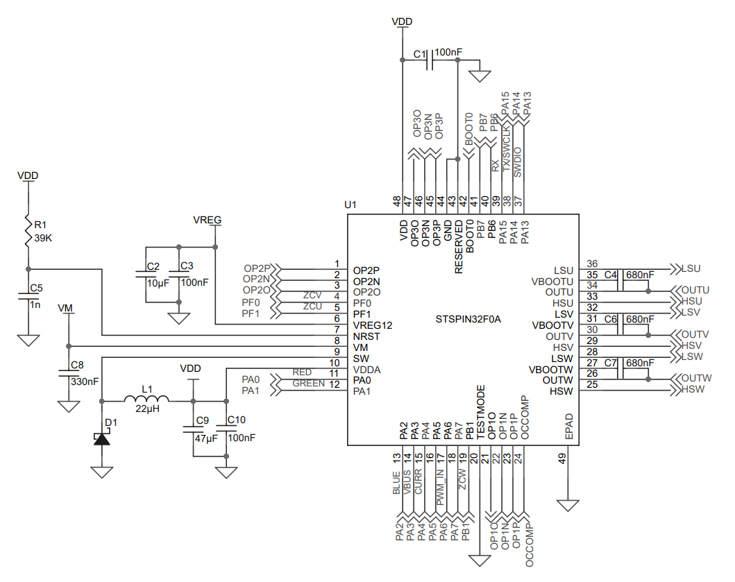 STEVAL-ESC002V1: 20A, 6.7 ~ 45 V, Three Phase Brushless Motor Controller