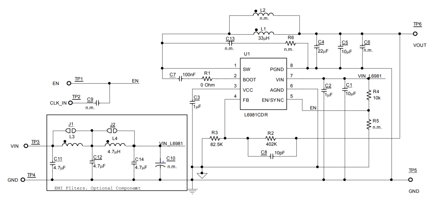 STEVAL-L6981CDR: 0.85 ~ Vin @ 1.5A, 3.5 ~ 38V in