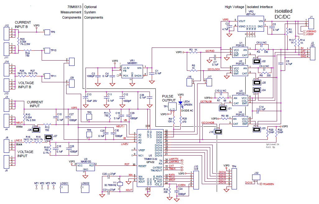 78M6613-EVM-1: 110 ~ 240 VAC, 20A, Energy Meter
