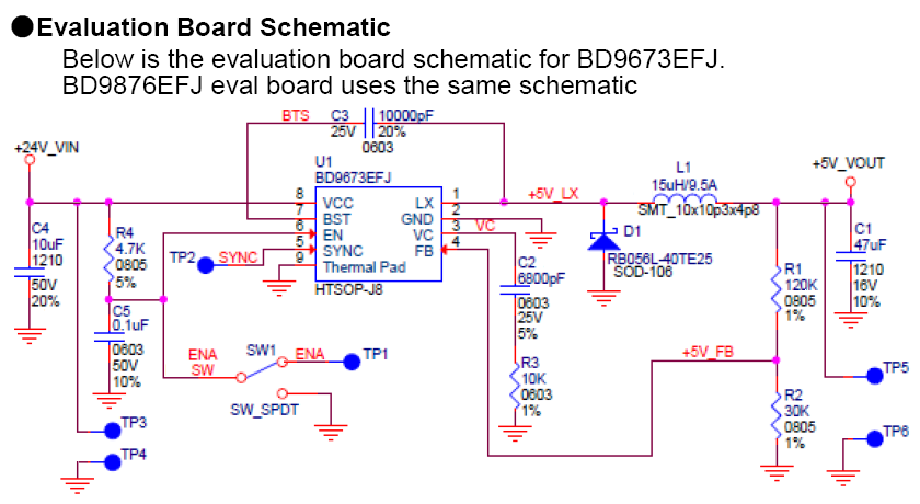 BD9876EFJ_EVK: 5V @ 2.75A, 7 ~ 45V in