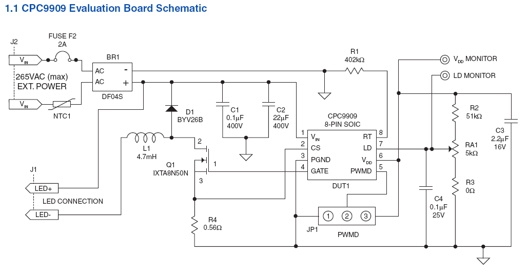 CPC9909EB: Off-Line 350mA LED Driver