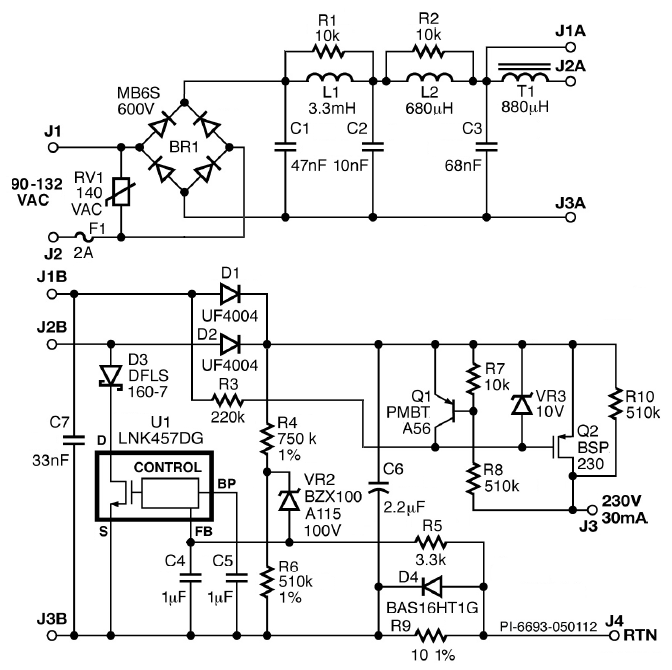 DER-324: 30mA @ 253V Max, 90 ~ 132VAC in
