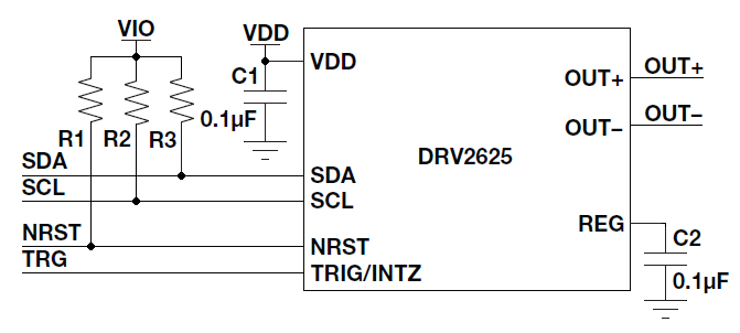 DRV2625EVM-MINI: Haptic ERM/LRA Driver, 2.7 ~ 5.5V in