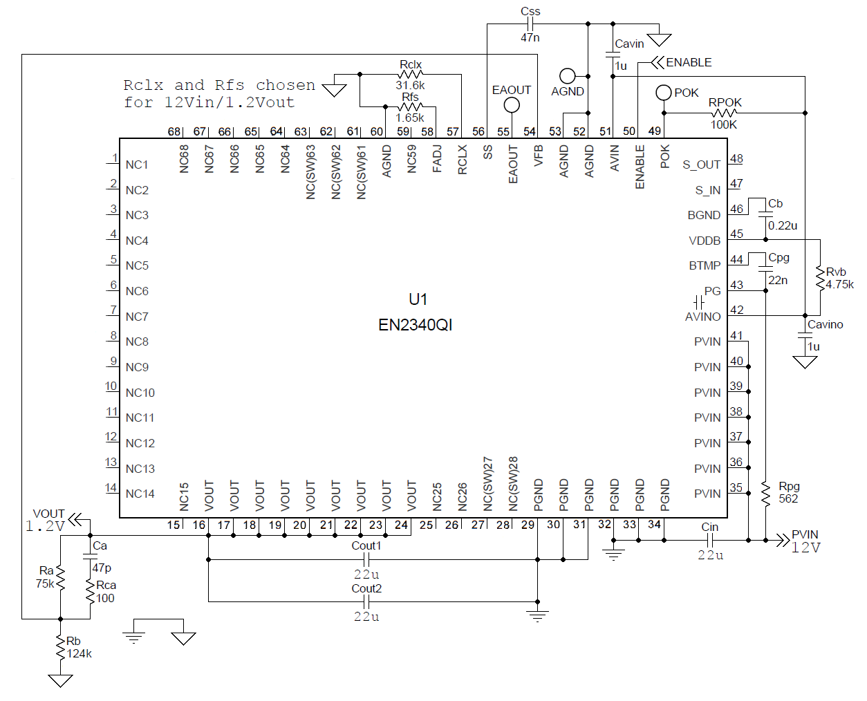 EVB-EN2340QI: 1 ~ 3.3V @ 4A, 4.5 ~ 14V in, Buck