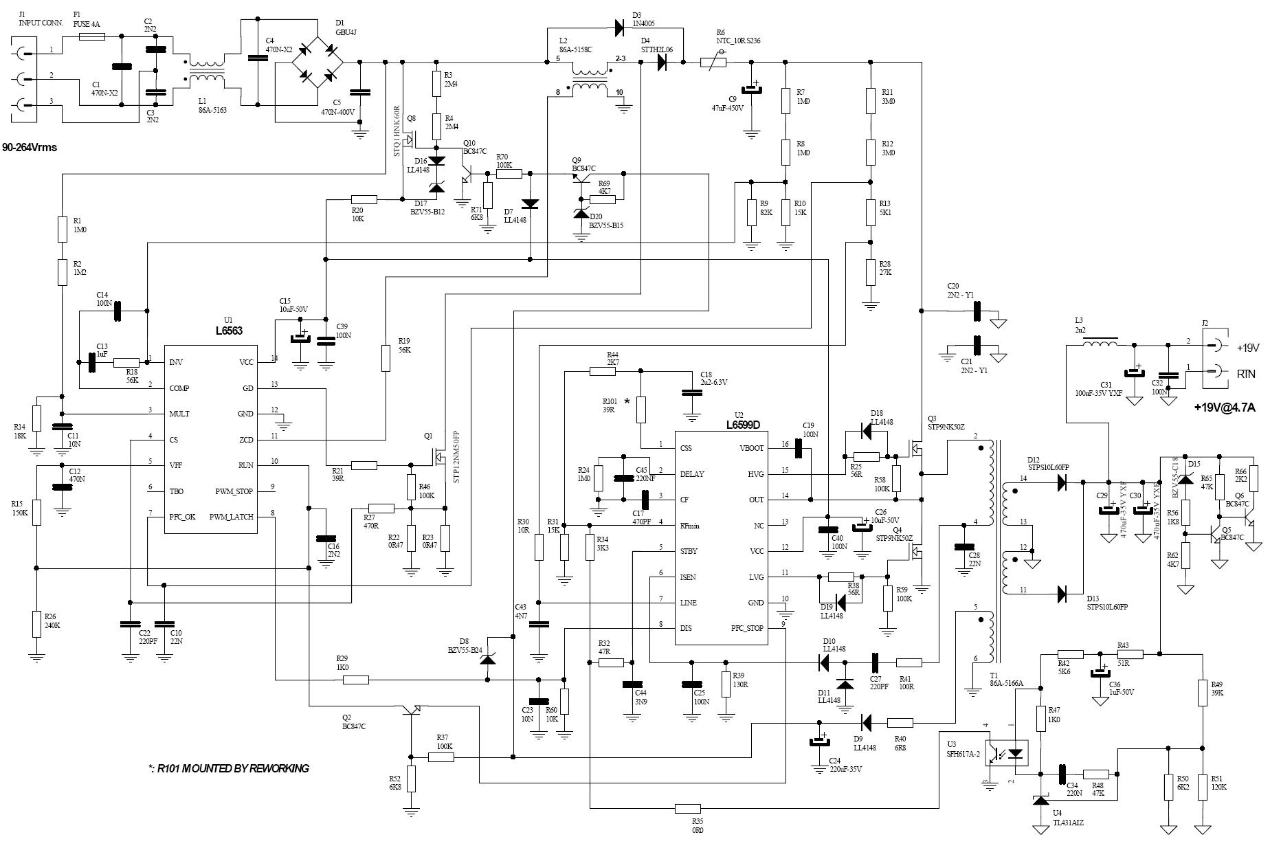 EVL6599A-90WADP: 19V @ 4.7A, 90 ~ 264 VAC