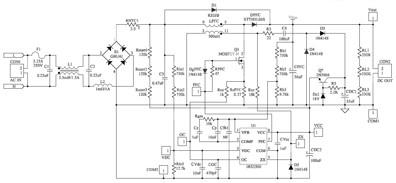 IRPLPFC1: 90W PFC, 425V Out, 90 ~ 270VAC in