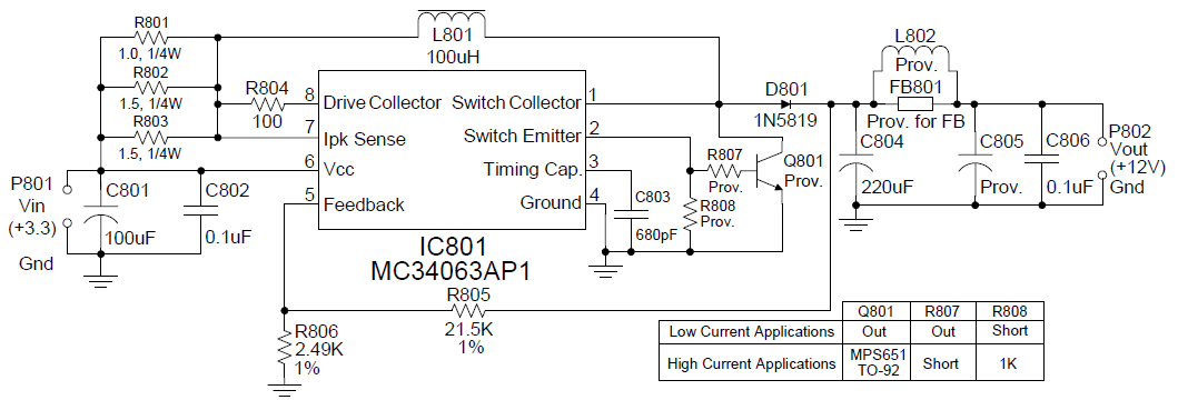 MC34063LBGEVB: 1.23 ~ 20V @ 50mA, 3 ~ 40V in