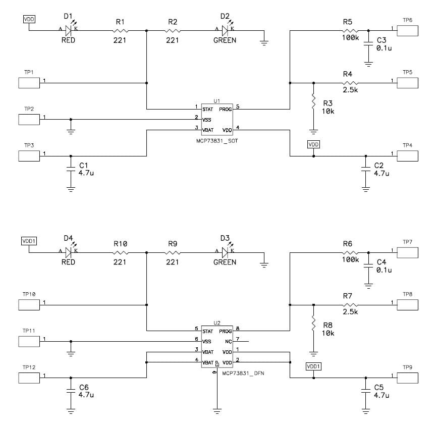 MCP73831EV: Li-Ion Li-Pol, Battery Charger