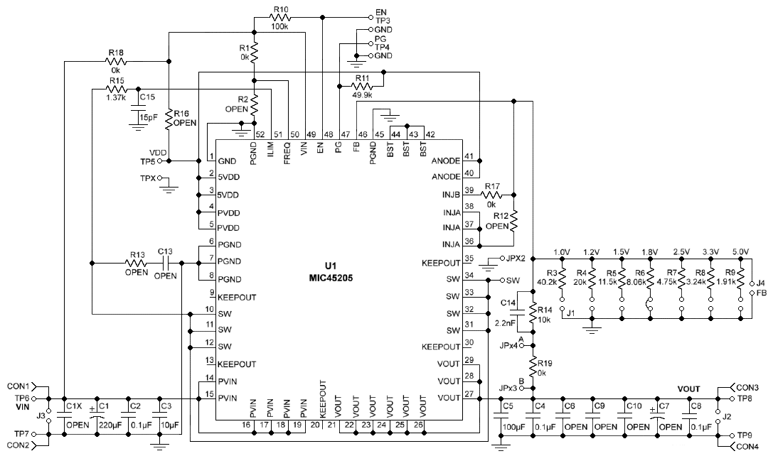 MIC45205-2YMP EV: 5V @ 6A, 4.5 ~ 26V in, Buck