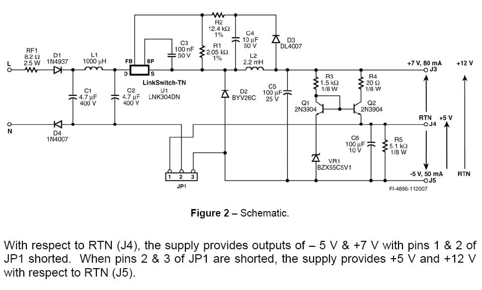 RDK-138: 1.2W, 12V @ 80mA, 5V @ 50mA, 85 ~ 265 VAC