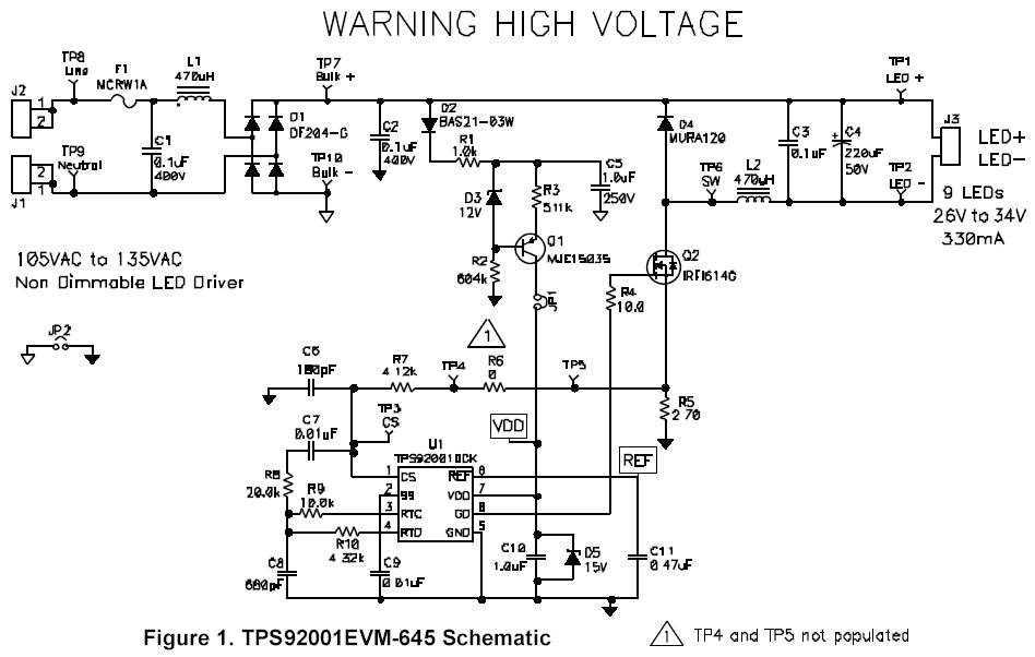 TPS92001EVM-645: 330mA @ 34V Max, 120VAC